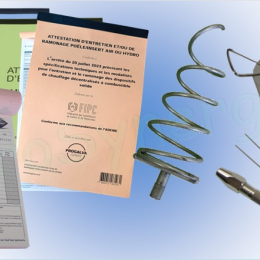 Carnets de d'attestation de ramonage et accessoires divers pour ramoneurs